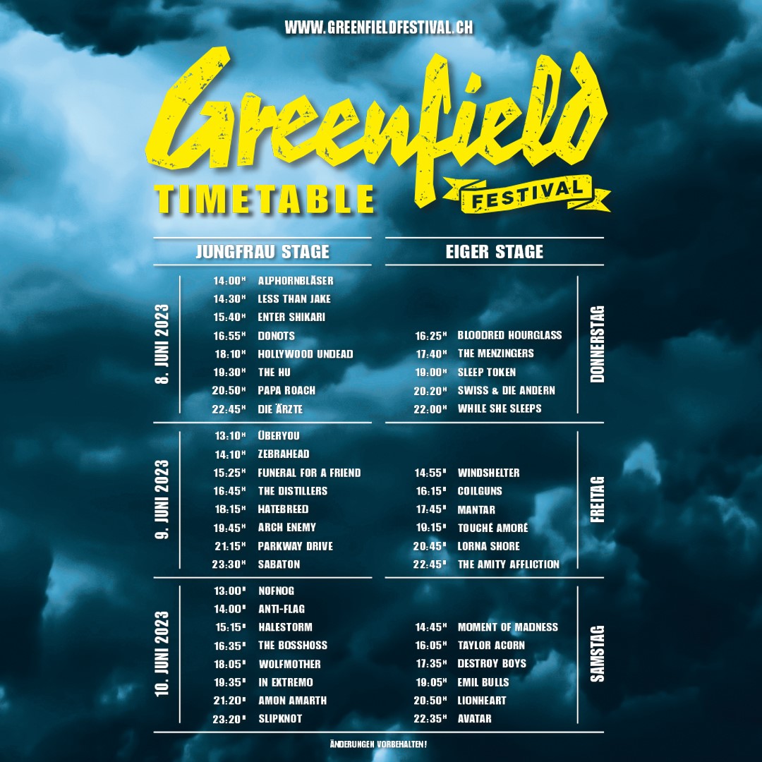 Greenfield Festival 2023 - Horaires / Running Order