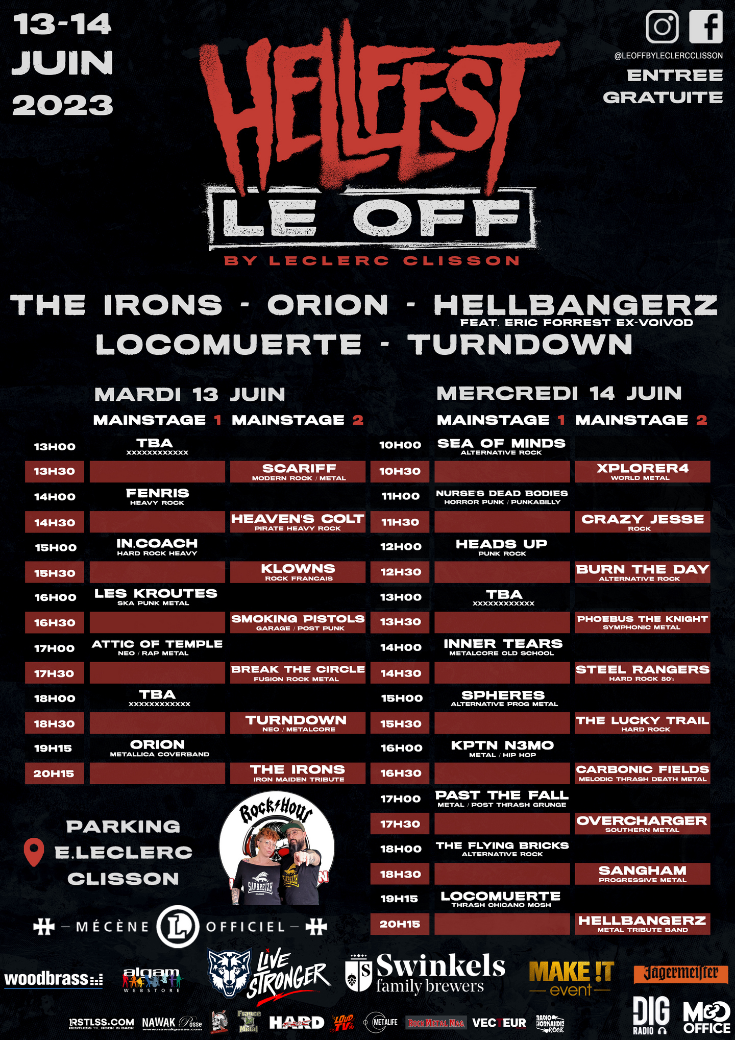 Hellfest 2023 - LE OFF by Leclerc Clisson - Runnig order | Concerts-Metal