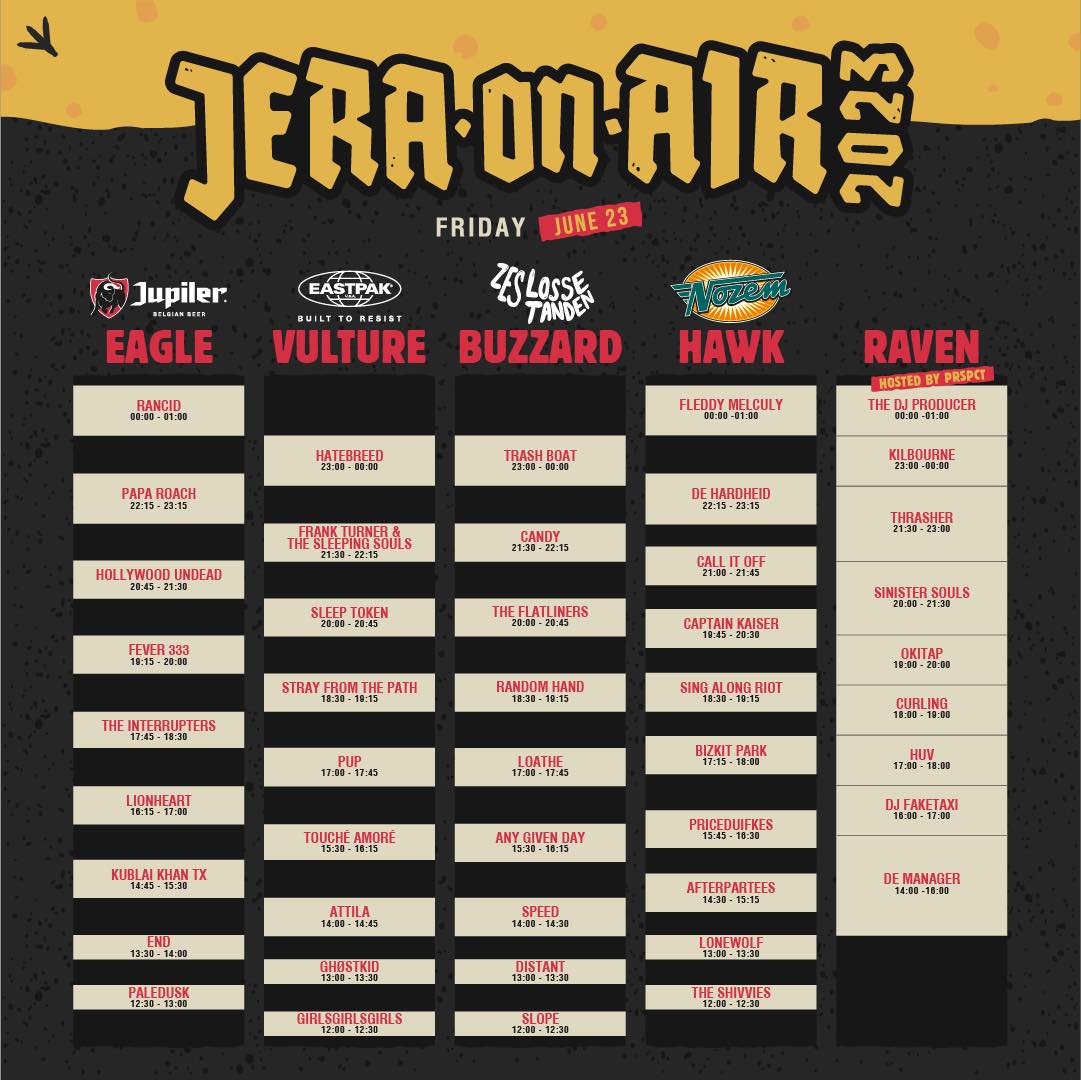 Jera On Air Festival 2023 - Running Order - Day 2 | Concerts-Metal
