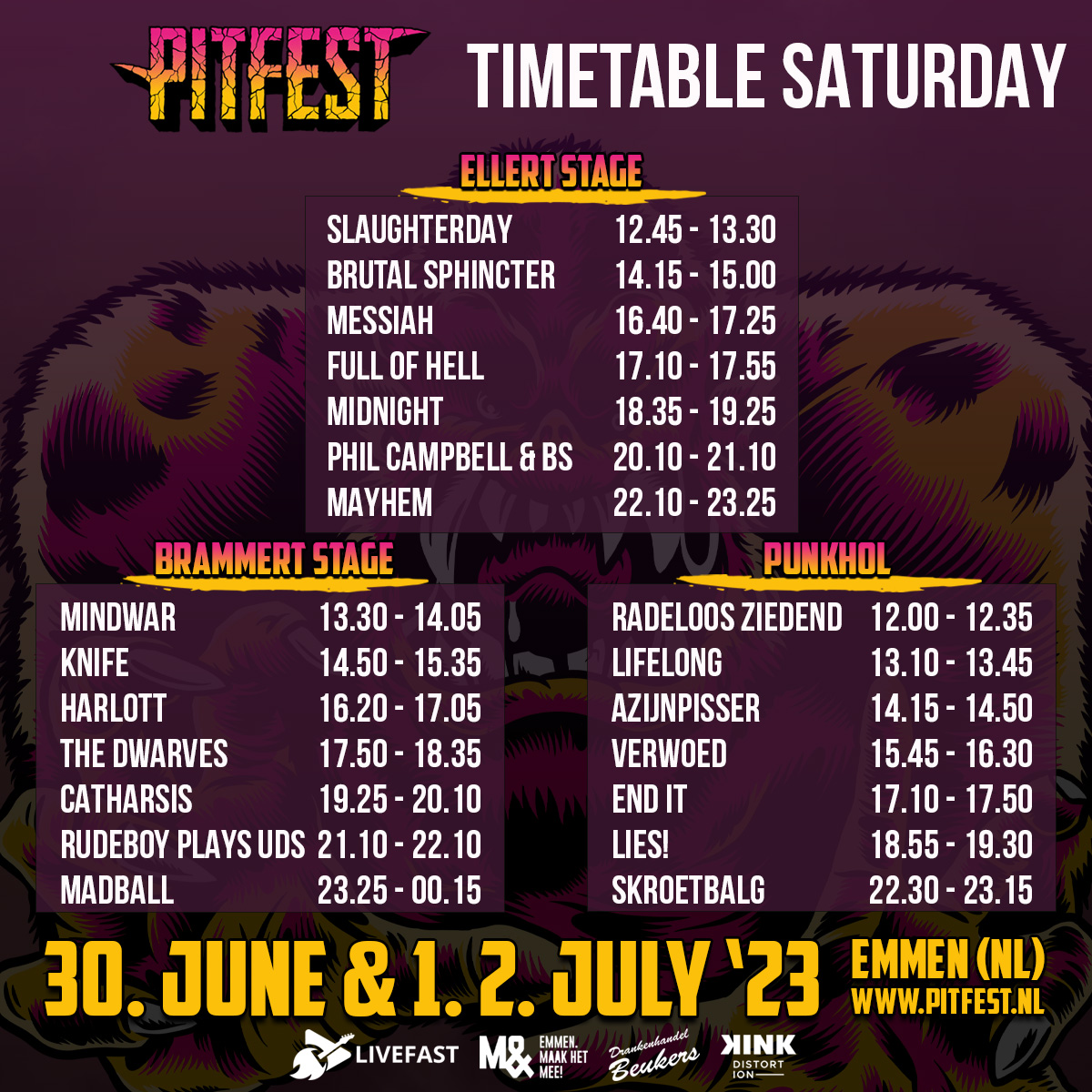 Pitfest 2023 - Horaires / Running Order