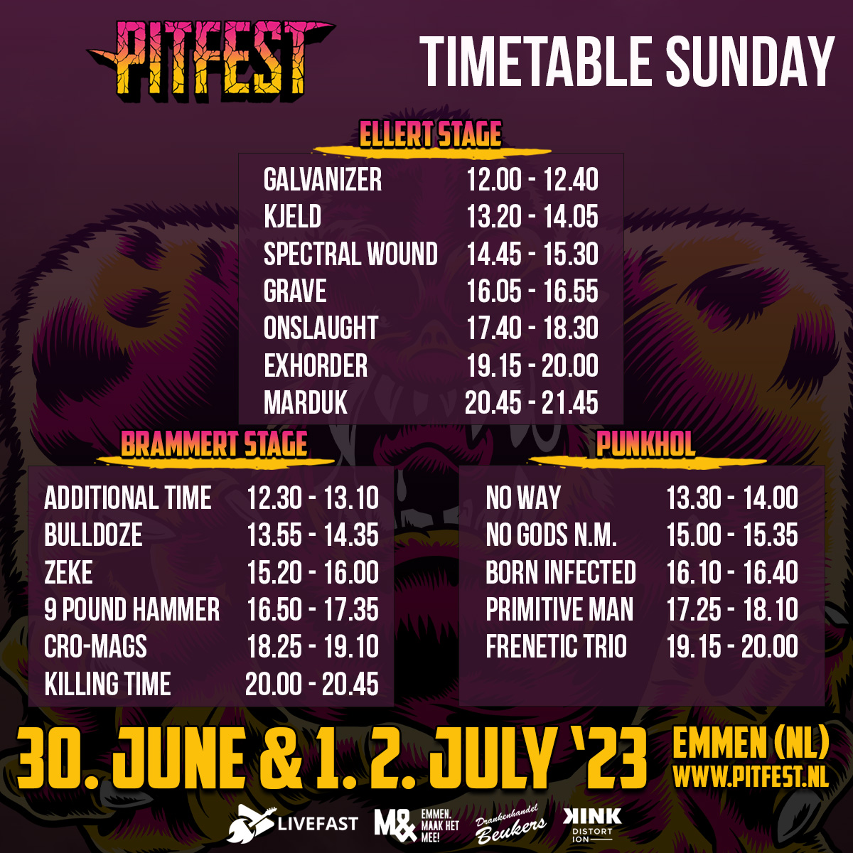 Pitfest 2023 - Horaires / Running Order