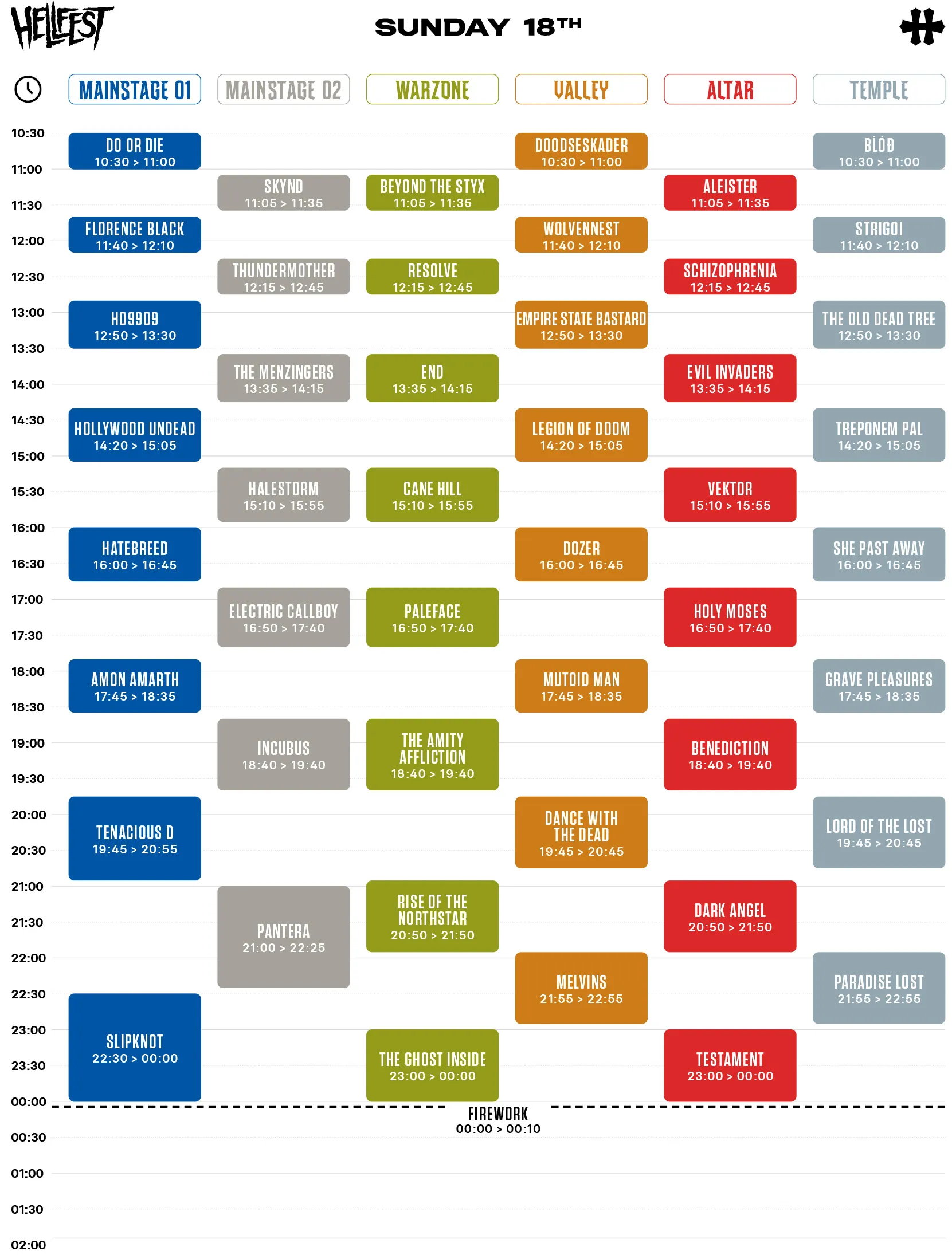 Hellfest 2023 - Running Order V4b - Day 4 | Concerts-Metal