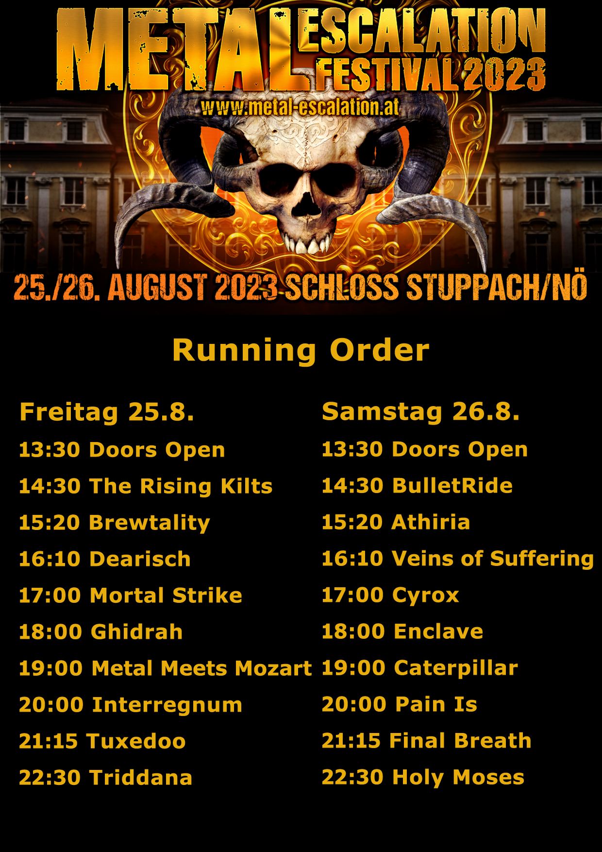 Metal Escalation Festival 2023 - Horaires / Running Order