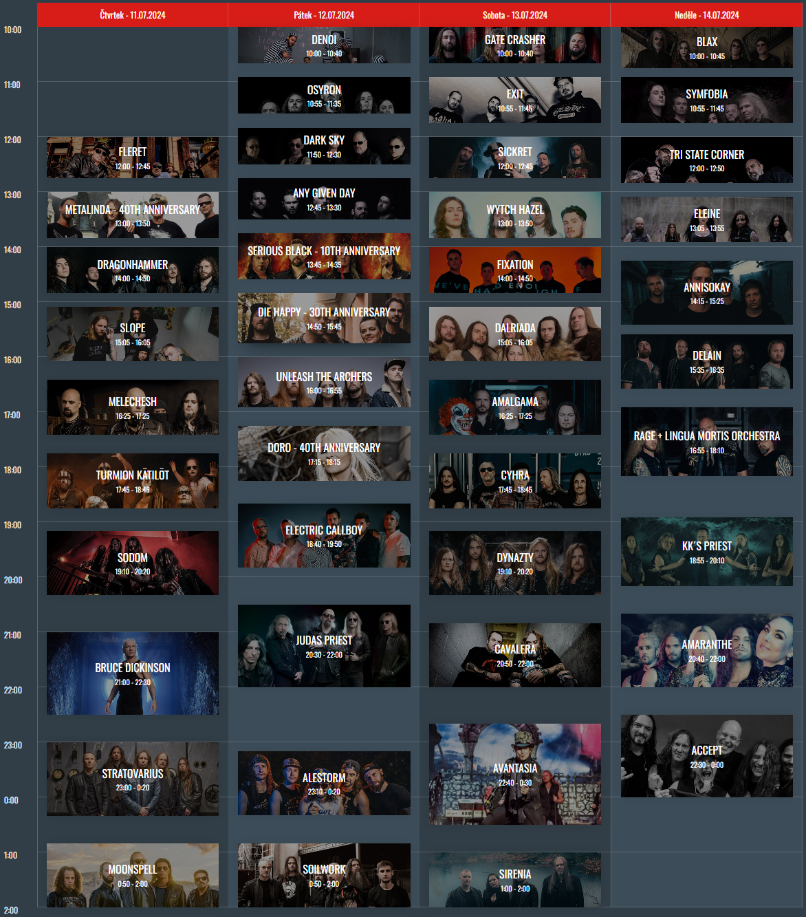 Masters of Rock 2024 - Horaires / Running Order