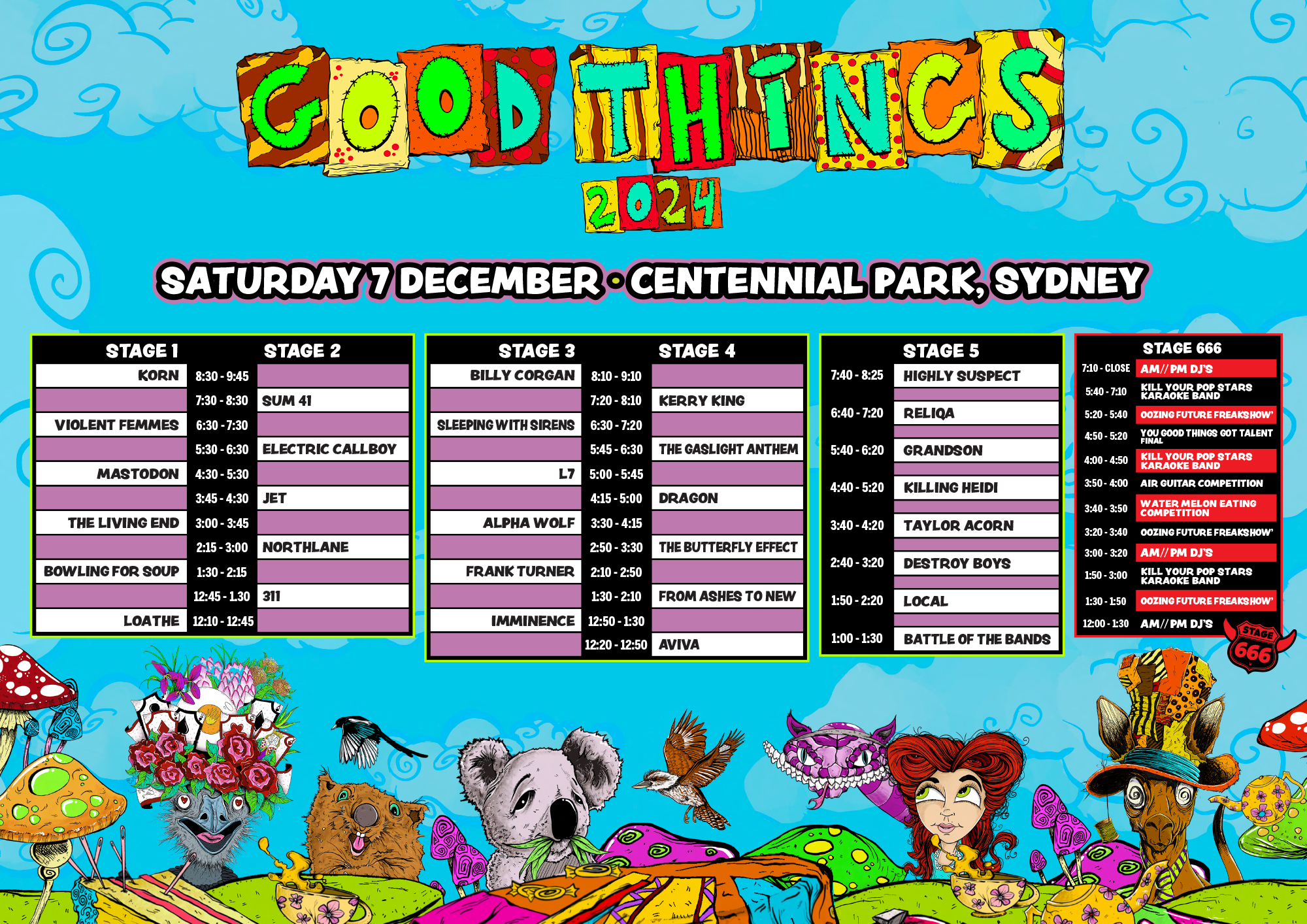 Good Things Festival 2024 - Sydney - Horaires / Running Order
