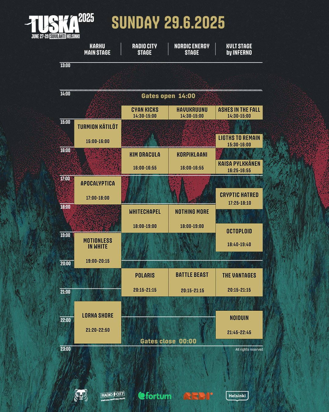 Tuska Open Air 2025 - Horaires / Running Order