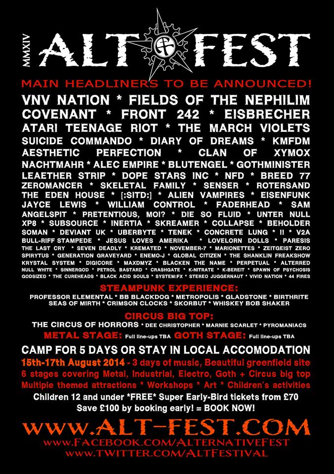 Alt-Fest 2014 - 15/08/2014 (3 jours) - Northamptonshire - Royaume Uni