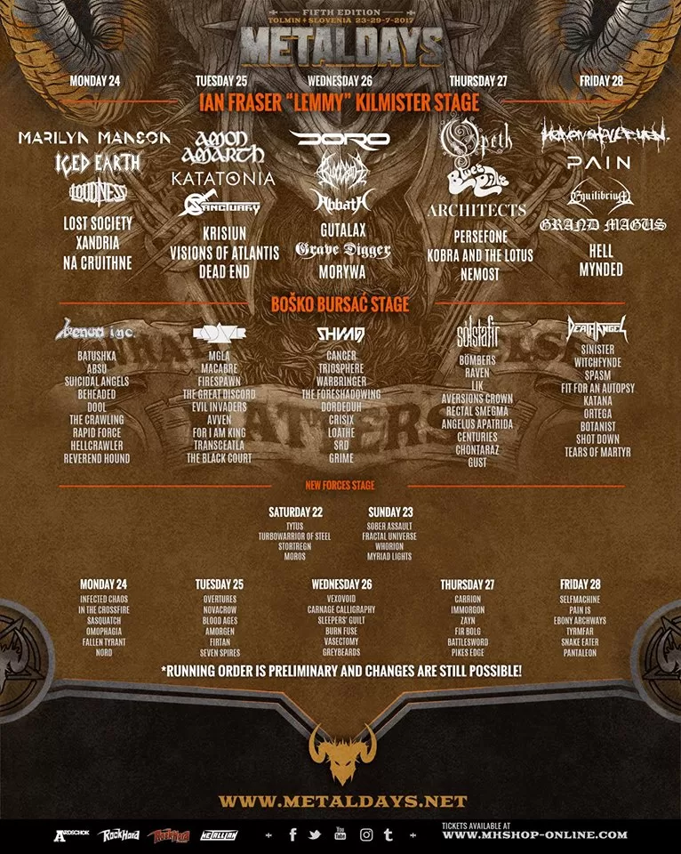 Metaldays 2017 - 23/07/2017 (7 jours) - Tolmin - Slovénie