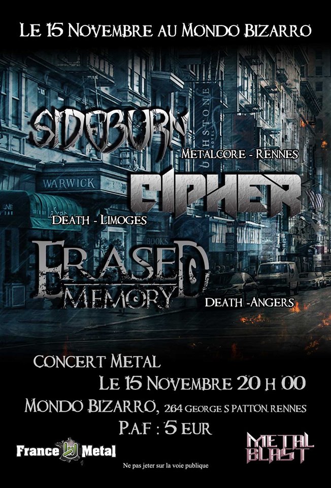 Sideburn - Cipher - Erased Memory au Mondo - 15/11/2019 - Rennes ...
