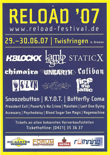 Reload Festival 2007 - History