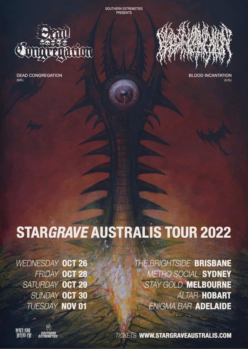 Evento Dead Congregation + Blood Incantation - 28/10/2022 - Sydney ...