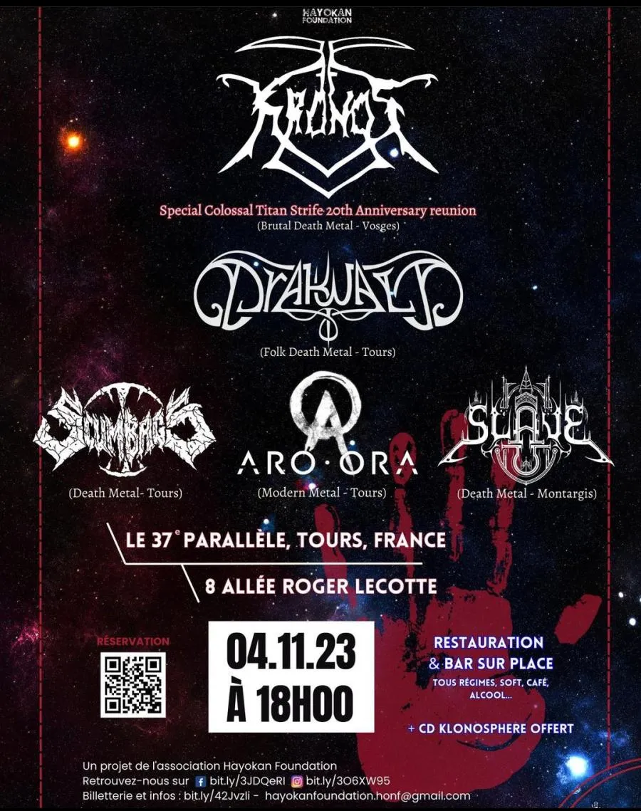 Kronos + Drakwald + Scumbags + Aro Ora + Slave one - 04/11/2023 - Tours ...