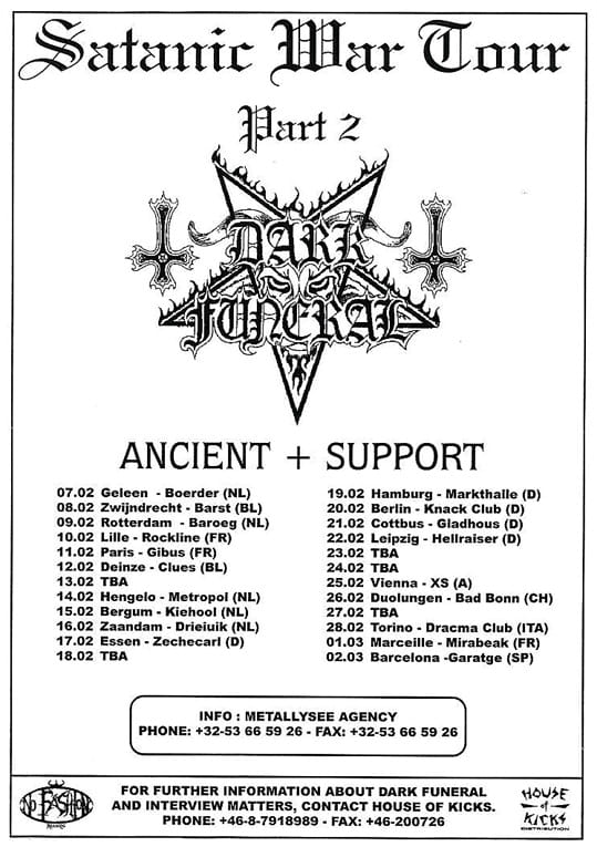 Dark Funeral - Satanic War Tour Part 2 - Line up