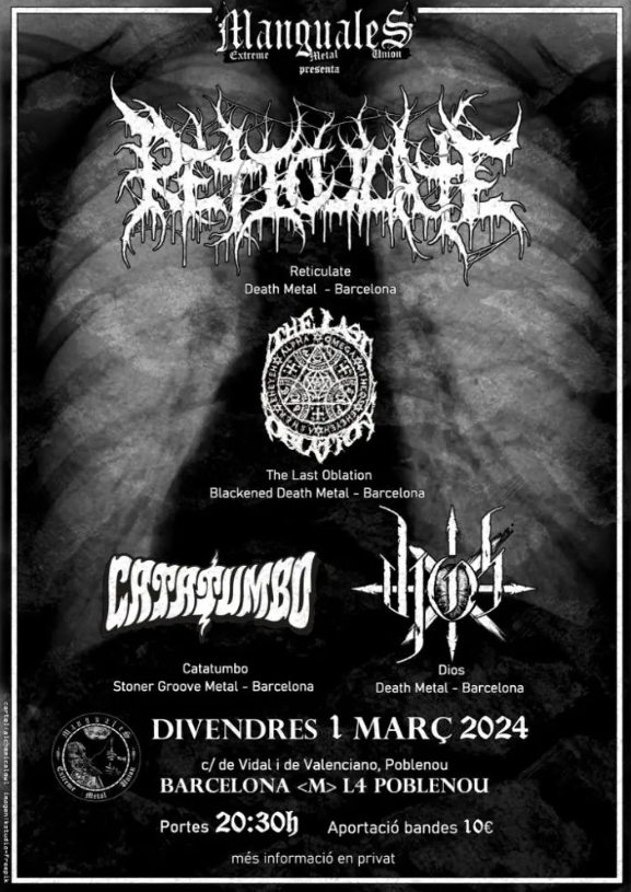 Reticulate+The Last Oblation+Catatumbo+Dios - Line up