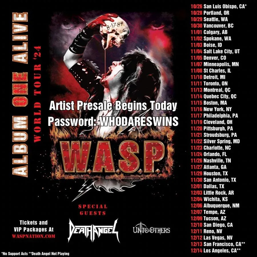 Concert W.A.S.P. - 19/11/2024 - Cleveland - The Agora Theater - Etats-Unis