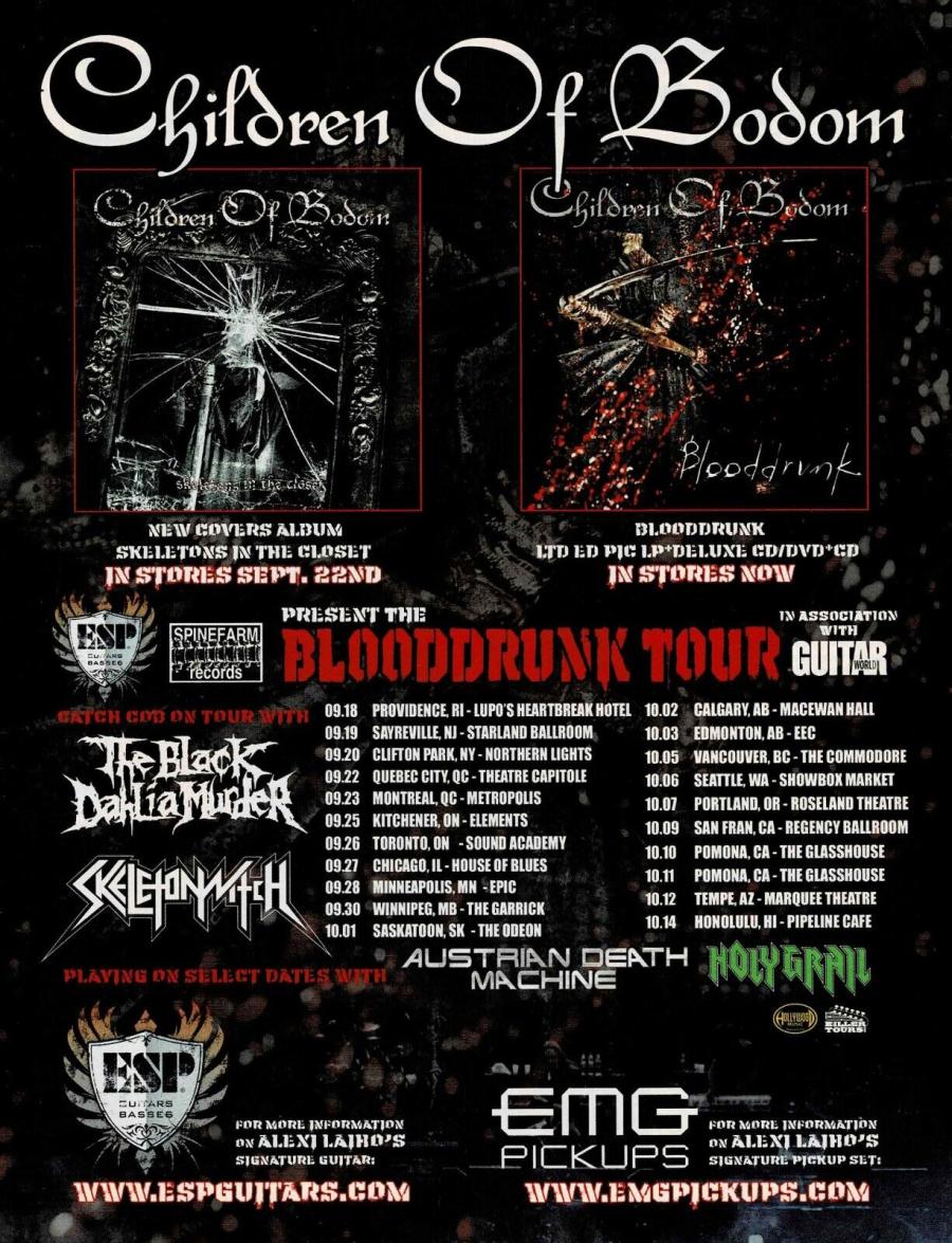 Children Of Bodom - Blooddrunk Tour US 2009 - Line up