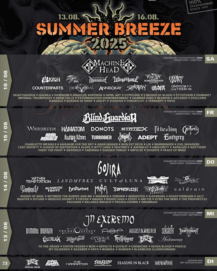 Summer Breeze 2025 - 12/08/2025 (5 days) - Dinkelsbühl (Sinbronn) - Germany