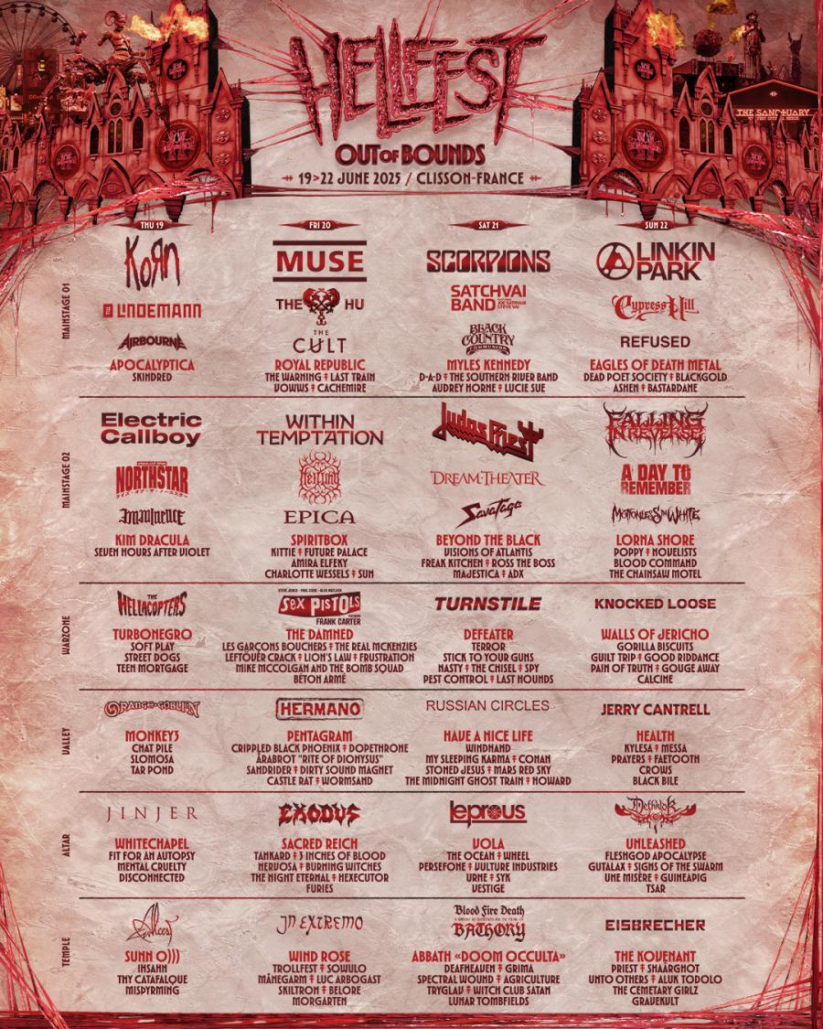 Hellfest 2025 - Running Order/Timetable