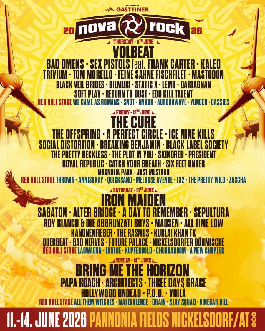 Nova Rock 2026 - 11/06/2026 (4 days) - Nickelsdorf - Pannonia Fields II ...